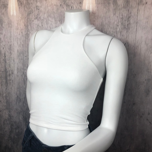 Express | Tops | New Express White High Neck Crop Top Size Xs Soft ...